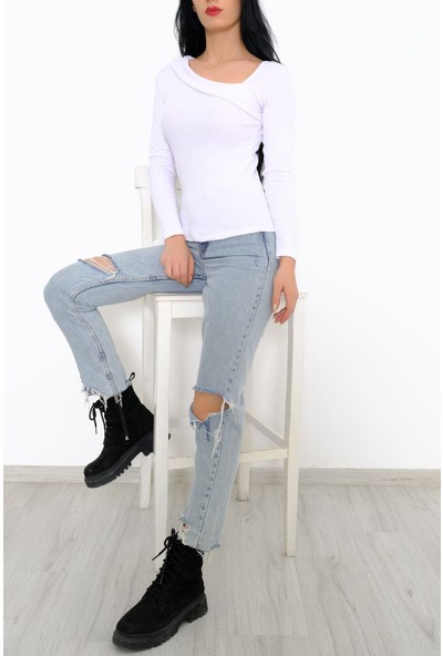 Moda Kulübü Çapraz Yaka Body Beyaz - 10056.1187. Moda Kulübü Çapraz Yaka Body Beyaz - 10056.1187.