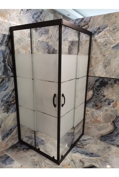 Nbm Siyah Alüminyum Çerçeveli 6mm Temperli Desenli H:190 Cm Duşakabin