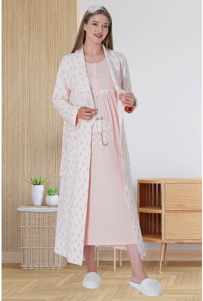 Mecit 5708 Pembe Sabahlıklı Lohusa Gecelik Takım Mecit 5708 Pembe Sabahlıklı Lohusa Gecelik Takım