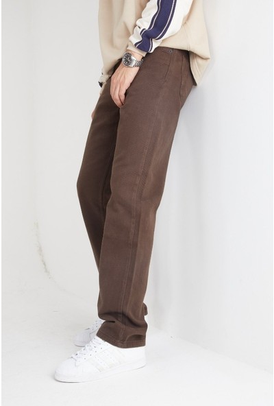 Kahverengi Baggy Jean Kot Pantolon