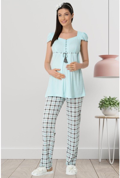 Mecit Pijama 5404 Turkuaz Ekoseli Spor Lohusa Pijama Takımı Mecit Pijama 5404 Turkuaz Ekoseli Spor Lohusa Pijama Takımı