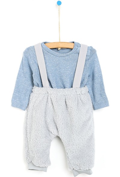 Cassiope Gray Blue Welsoft Peluş Salopet-Sweatshirt Takım Cassiope Gray Blue Welsoft Peluş Salopet-Sweatshirt Takım