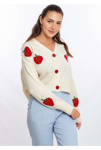 Boadecia Çilek Desenli Hırka