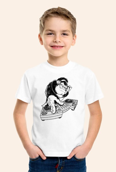 Hollyti Dj Goril Baskılı Çocuk T-Shirt Tişört