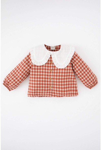 DeFacto Kız Bebek Regular Fit Büyük Yaka Kareli Flanel Uzun Kollu Gömlek Y5138A222WN DeFacto Kız Bebek Regular Fit Büyük Yaka Kareli Flanel Uzun Kollu Gömlek Y5138A222WN