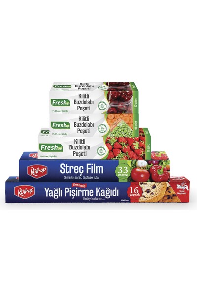 Roll-Up Pişirme Kağıdı + Streç Film + Buzdolabı Poşeti Eko Mutfak Seti Roll-Up Pişirme Kağıdı + Streç Film + Buzdolabı Poşeti Eko Mutfak Seti