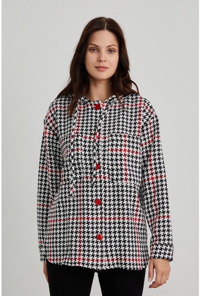 Paulmark Kazayağı Desenli Kapüşonlu Ceket