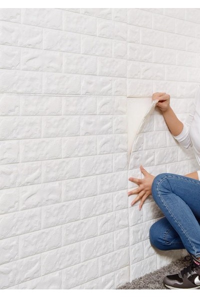 70X30 cm Beyaz Kendinden Yapışkanlı 3D Esnek Duvar Kaplama Paneli 70X30 cm Beyaz Kendinden Yapışkanlı 3D Esnek Duvar Kaplama Paneli