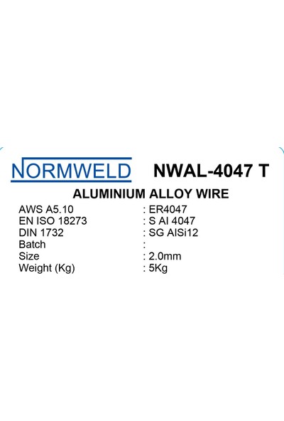 Normweld Alüminyum Tıg Kaynak Teli Normweld Alüminyum Tıg Kaynak Teli