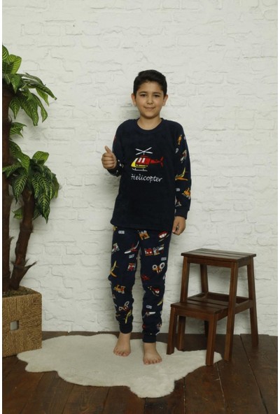 Erkek Çocuk Kışlık Polar Peluş Pijama Takımı 5004-BB