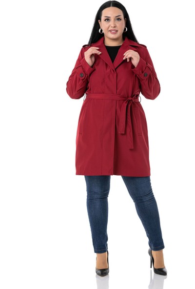 Disentis Modest Büyük Beden Fleto Cepli Gizli Düğmeli Apoletli Astarlı Bordo Trençkot Disentis Modest Büyük Beden Fleto Cepli Gizli Düğmeli Apoletli Astarlı Bordo Trençkot
