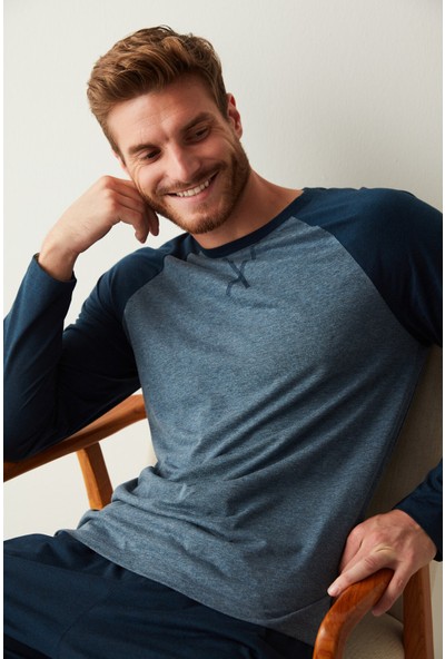 Penti Straight Navy Pantolon Pijama Takımı