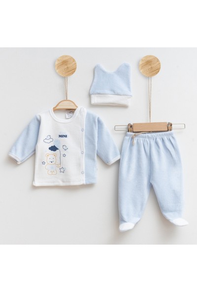 Hegoteks Yenidoğan Çıtçıtlı Şapkalı Kadife Takım