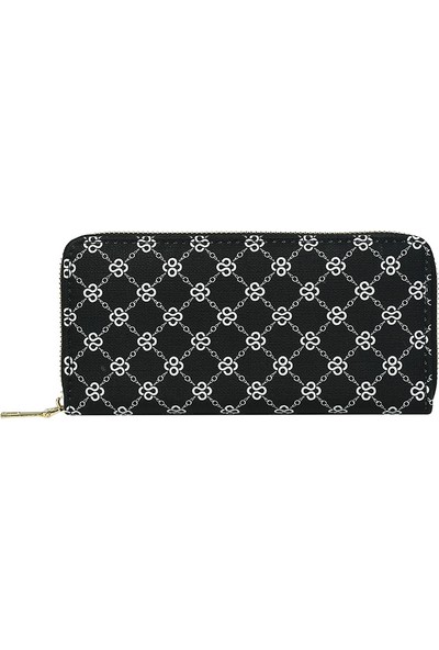 Btm Kadın Desen Baskılı Cüzdan - Siyah (Yurt Dışından)