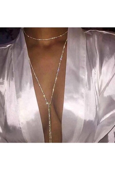 Caxbern Kadın Zirkon Taş Dolama Görünümlü Kolye Caxbern Kadın Zirkon Taş Dolama Görünümlü Kolye