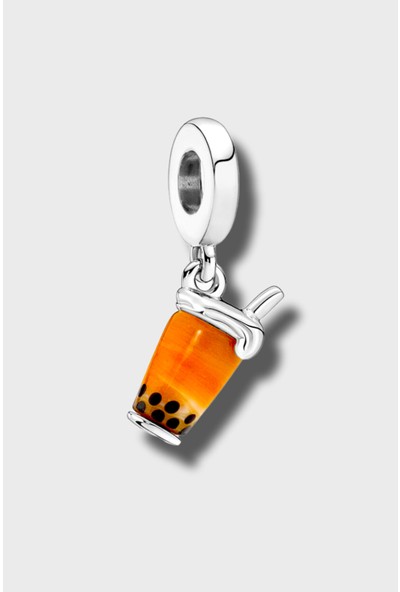 Bubble Tea (Kabarcıklı Çay) Charm | 925 Ayar Gümüş