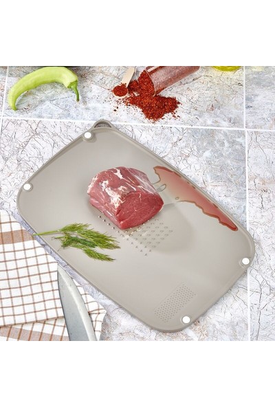 Özc Kitchens Çift Taraflı Kaymaz Kendinden Rendeli Kesim Panosu- Kesme Tahtası