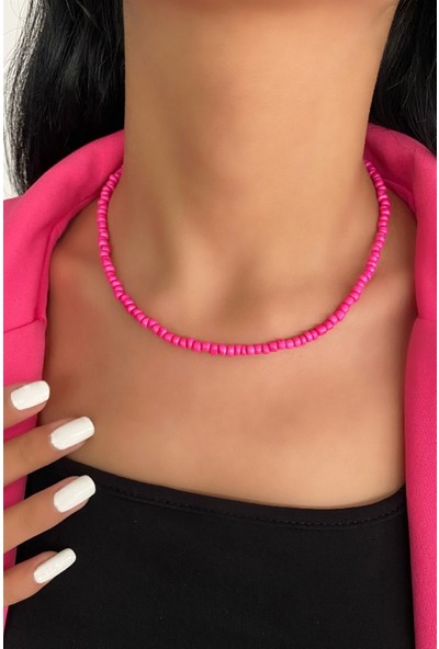 Pembe Renk Boncuk Kolye Pembe Renk Boncuk Kolye