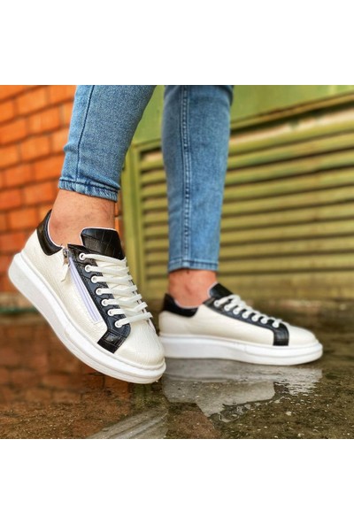 KB02 Crocodile Beyaz Siyah Erkek Ayakkabı KB02 Crocodile Beyaz Siyah Erkek Ayakkabı
