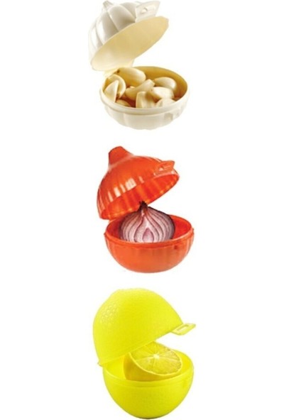Eliz Soğan-Sarımsak-Limon Saklama Kabı 3'lü Set Eliz Soğan-Sarımsak-Limon Saklama Kabı 3'lü Set