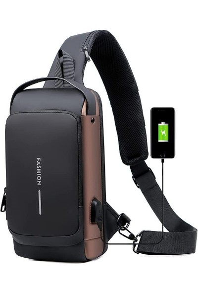 Satisfactorily Omuz Çantası Crossbody Çantaları USB Şarjlı Göğüs Sırt Çantası (Yurt Dışından)