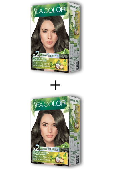 Sea Color 2x2 Tüp Krem Saç Boyası Seti Küllü Kumral No 7 1 Sea Color 2x2 Tüp Krem Saç Boyası Seti Küllü Kumral No 7 1