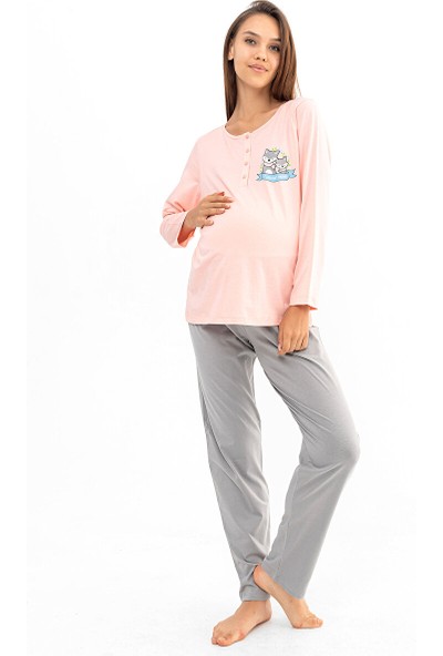 Baby Mom Emzirme Özellikli Uzun Kol Hamile Pijama Takımı Baby Mom Emzirme Özellikli Uzun Kol Hamile Pijama Takımı