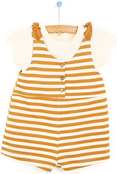 Hellobaby Basic Keylines Kız Bebek Şort Salopet-Tshirt Takım Hellobaby Basic Keylines Kız Bebek Şort Salopet-Tshirt Takım