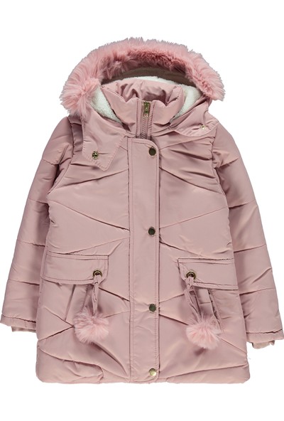 Civil Girls Kız Çocuk Kapüşonlu Mont 6-9 Yaş Pudra