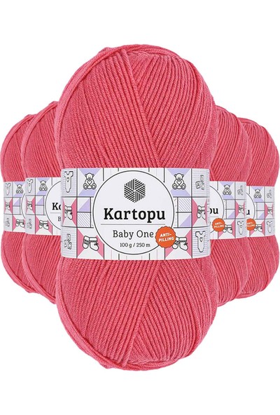 5 Adet Baby One Tüylenmeyen El Örgü Ipi Yünü Pembe K254