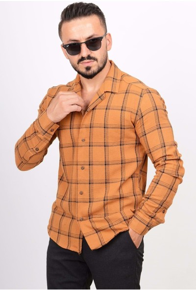 Blm Women Erkek Örme Pamuklu Kumaş Slim Fit Kareli Gömlek