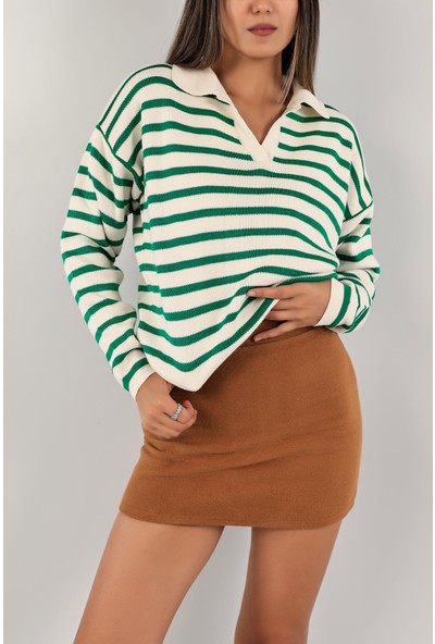 Reprisal Kadın Yeşil Polo Yaka Triko Kazak