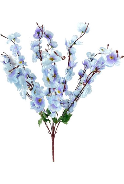 Nettenevime Yapay Çiçek Bahardalı Japon Kiraz Çiçeği 7 Dallı 57CM Mavi