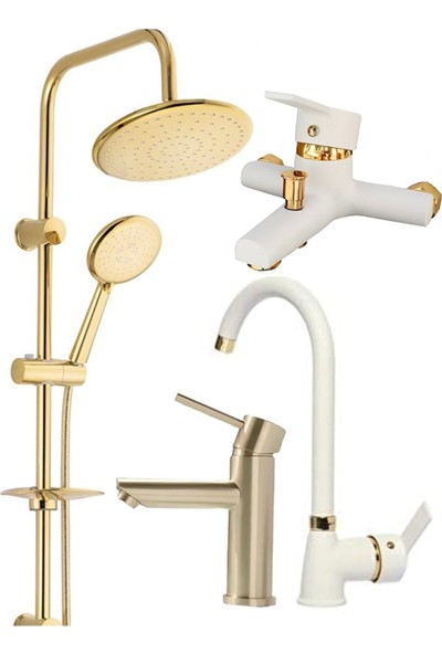Armilla Armatür Robot Duş Sistemi Beyaz Banyo Beyaz Mutfak Eviye Gold Kartal Lavabo Musluğu Bataryası 4’lü Set Kartal Set Armilla Armatür Robot Duş Sistemi Beyaz Banyo Beyaz Mutfak Eviye Gold Kartal Lavabo Musluğu Bataryası 4’lü Set Kartal Set