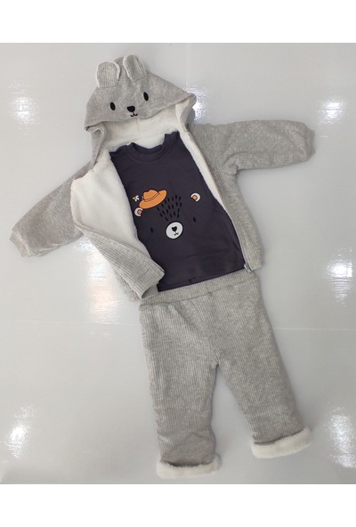 Necix Bebek 3 Lü Peluş Takım Gri