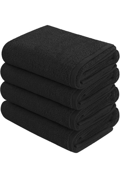 Kayabey Siyah El Yüz Havlusu 4 Adet Spor Havlusu %100 Pamuk 50 x 90 cm