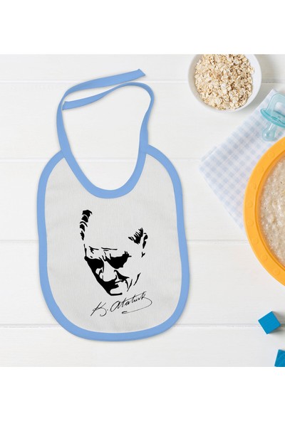 Bk Kids Atatürk Temalı Mavi Bebek Mama Önlüğü-25 Bk Kids Atatürk Temalı Mavi Bebek Mama Önlüğü-25