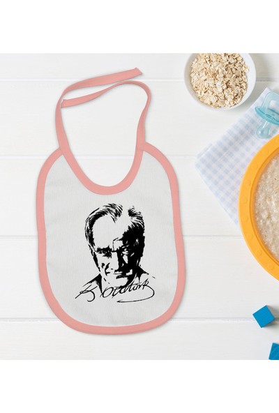 Bk Kids Atatürk Temalı Pembe Bebek Mama Önlüğü-13