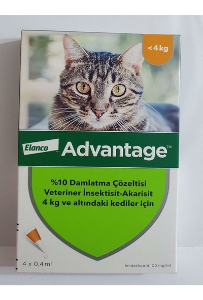 Elanco Advantage Kedi Damla 4 kg Altı 0.4 ml 3 Pipet Elanco Advantage Kedi Damla 4 kg Altı 0.4 ml 3 Pipet