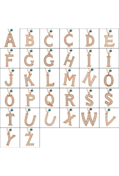 Gümüş Nazar Rose Ç Harfi Kadın Kolye Gümüş Nazar Rose Ç Harfi Kadın Kolye