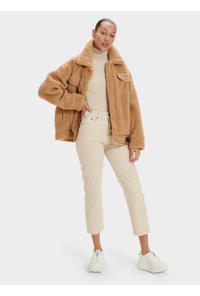 Ugg Ceket Yaka Deve Tüyü Astarlı Kadın Pelüş Mont 1113951
