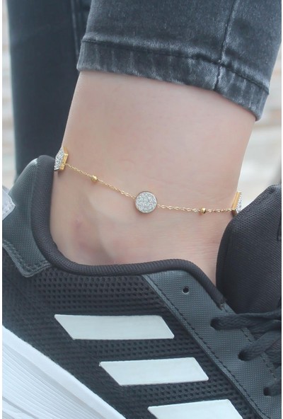 Geometrik Figür Zirkon Taş Detay Kadın Halhal