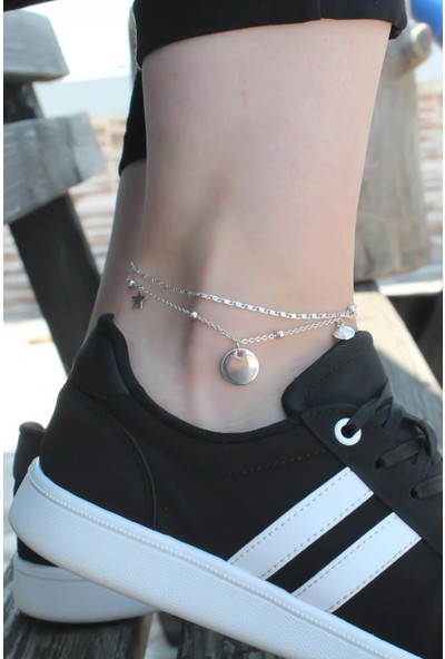 Gümüş Renk Yıldız Detay Halhal Gümüş Renk Yıldız Detay Halhal