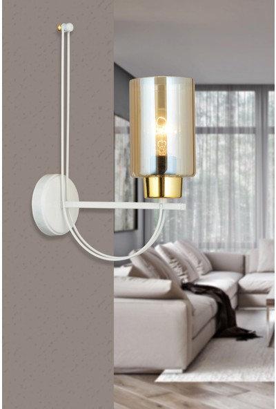 Beyaz Çağrı Silindir Camlı Yukarı Bakan Modern Aplik Beyaz Çağrı Silindir Camlı Yukarı Bakan Modern Aplik