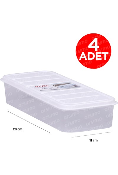 ( 4 Adet ) Dikdörtgen Kapaklı Saklama Kabı 1.2 Lt 28X11 | Pratik Saklama Muhafaza Kabı ( 4 Adet ) Dikdörtgen Kapaklı Saklama Kabı 1.2 Lt 28X11 | Pratik Saklama Muhafaza Kabı