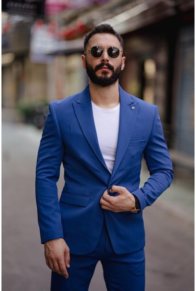 Salihtarzz Erkek Mavi Takım Elbise