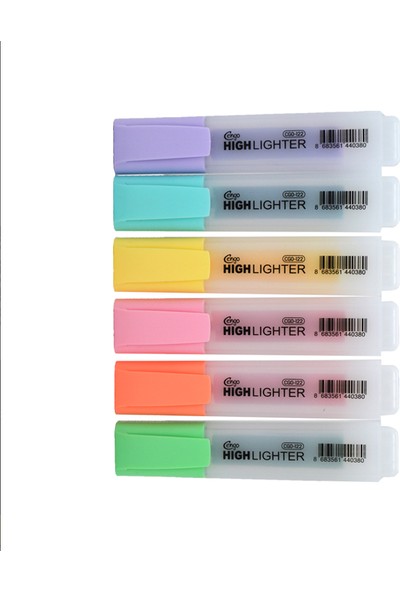 Pastel Renk Fosforlu Işaretleme Kalemi 6 Lı Set Pastel Renk Fosforlu Işaretleme Kalemi 6 Lı Set