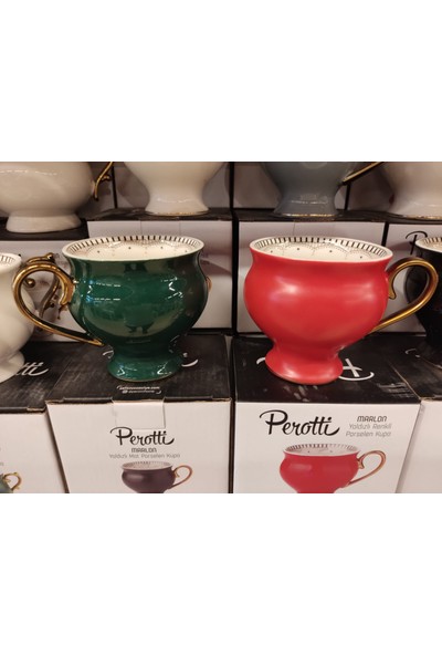 Perotti Porselen Yaldızlı Bardak Kupa 2 Adet