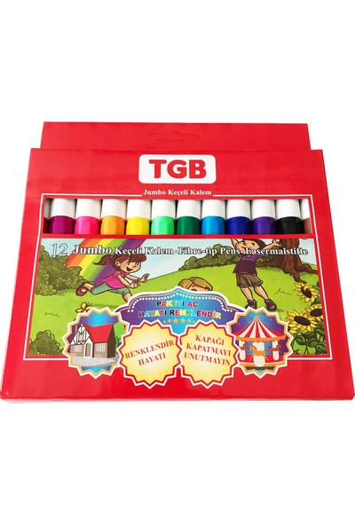 12'li Jumbo Keçeli Kalem Tgb Baby Fibre-Tip Pens 12'li Jumbo Keçeli Kalem Tgb Baby Fibre-Tip Pens