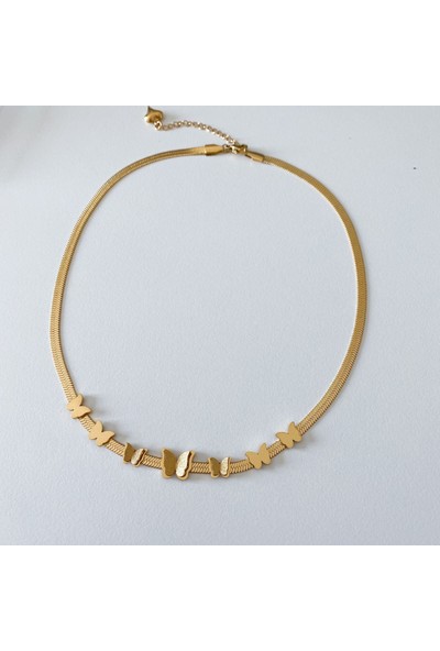 Çelik Kelebekli Italyan Zincir Kolye